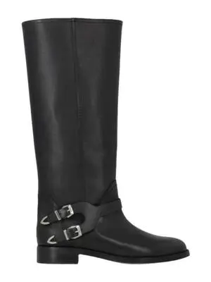 Pinko Buckled Leather Knee-high Boots - Black