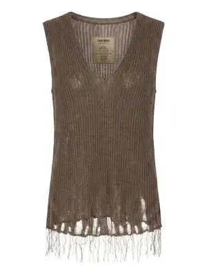 UMA WANG V-neck Sleeveless Knitted Vest - Dark Gray