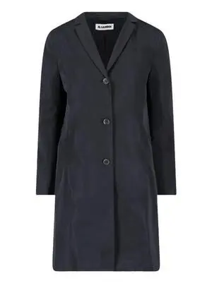 JIL SANDER Single Breasted Long Sleeve Coat - Black