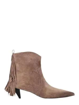 Pinko Suede Fringe Ankle Boots - Brown