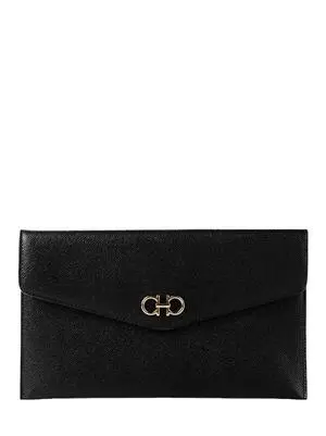 FERRAGAMO Logo Clamshell Clutch - Black