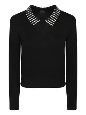 Pinko Embellished Collar Knitted Jumper - Black