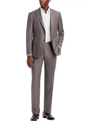 Canali Sienna Greige Regular Fit Denim Effect Tonal Stripe Suit - Beige