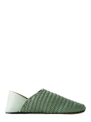 JW Anderson Woven Leather Mules - Green