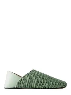 JW Anderson Woven Leather Mules - Green