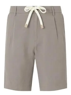 Eleventy Wide-leg Lyocell And Linen-blend Twill Shorts - Gray