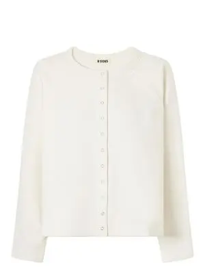 B Sides Cotton-jersey Cropped Cardigan With Raglan Sleeves - Neutrals