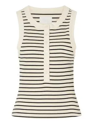 Citizens Of Humanity Citizens Of Humanity Caralyn Striped Ribbed Cotton-Blend Tank Beige
