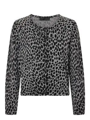 NILI LOTAN Keelah Leopard-jacquard Cashmere Cardigan - Gray