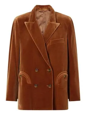 BLAZÉ MILANO Double-breasted Cotton-velvet Blazer - Brown
