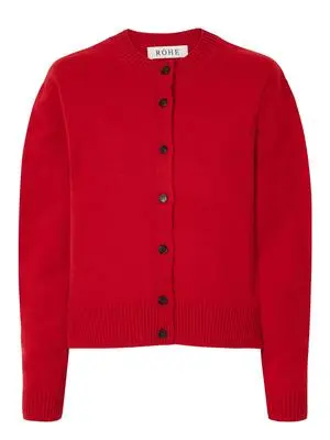 RÓHE Merino Wool-blend Cropped Cardigan - Red