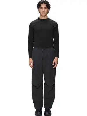 Rains Wide-leg Light Woven Pants With Action Pleats - Black