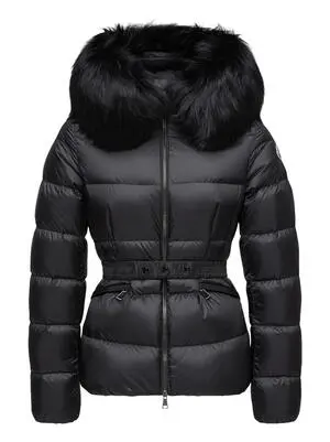Moncler Boed Hooded Shearling-trimmed Short Down Jacket - Black