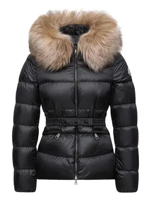 Moncler Boed Hooded Shearling-trimmed Short Down Jacket - Black