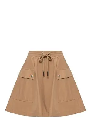 Moncler Cotton Blend A-line Mini Skirt - Beige