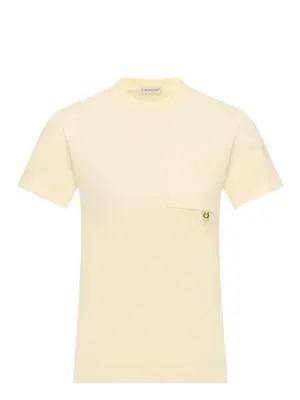 Moncler Cotton T-shirt With Metal Logo - Yellow