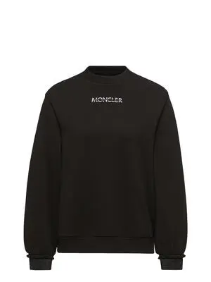 Moncler Cotton Fleece Logo Sweatshirt - Black