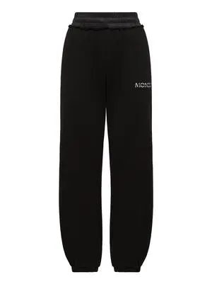 Moncler Logo Cotton Fleece Sweatpants - Black