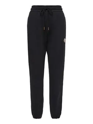 Moncler Logo Cotton Blend Fleece Sweatpants - Blue