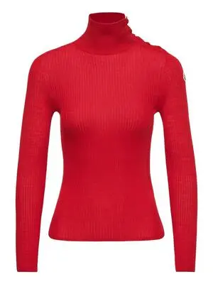 Moncler Ribbed Turtleneck Pullover - Red