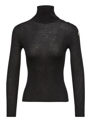 Moncler Textured Wool Turtleneck Sweater - Black