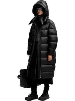 MONCLER X EDWARD ENNINFUL Cotton Gabardine Midi Skirt With Adjustable Slit - Black