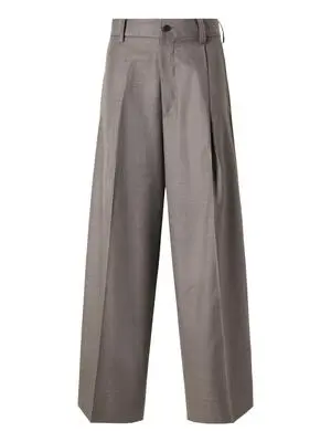 SSSTEIN Wool Pleated Wide-leg Trousers - Gray