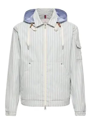 Moncler Havas Striped Poplin Shirt Jacket - Blue