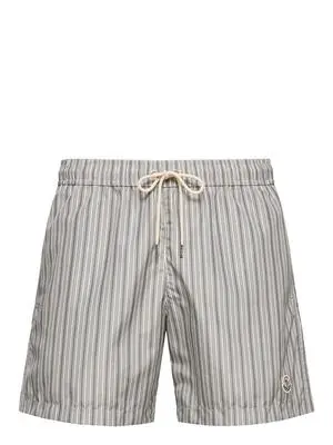 Moncler Striped Swim Shorts With Logo Patch - Multicolor