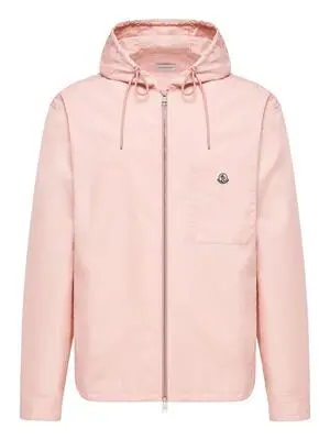 Moncler Cotton Blend Poplin Hooded Shirt Jacket - Pink