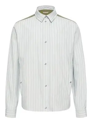 Moncler Striped Cotton Poplin Shirt - Blue
