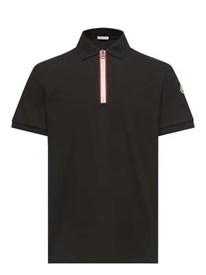 Moncler Tricolor-trimmed Cotton Polo Shirt - Black