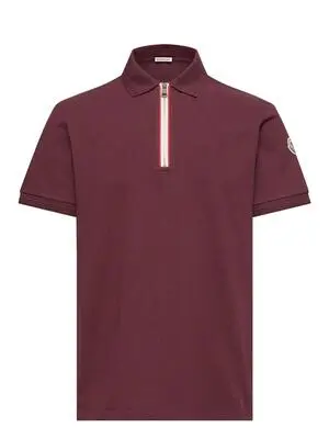Moncler Tricolor-trimmed Cotton Polo Shirt - Red