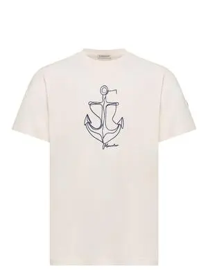 Moncler Embroidered Cotton T-shirt - White