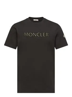 Moncler Logo Print Cotton T-shirt - Black