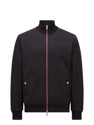 Moncler Cotton Zip-up Sweatshirt With Tricolor Trim - Blue