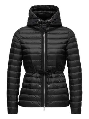 Moncler Raie Hooded Short Down Jacket With Grosgrain Detail - Black