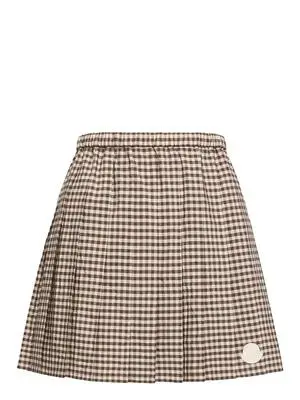 Moncler Vichy Cotton Blend Pleated Mini Skirt - Multicolor