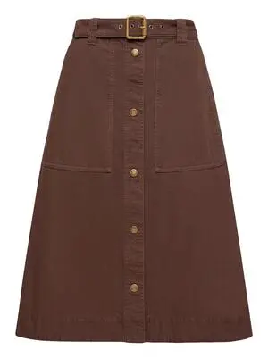 Moncler Belted Knee-length Cotton Skirt - Red