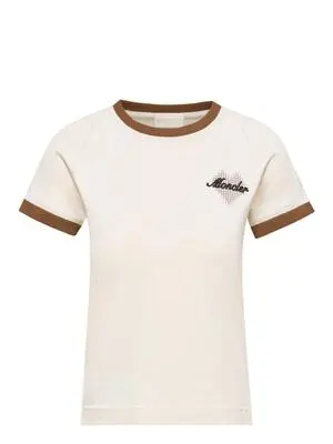 Moncler Heart Logo Cotton T-shirt - Beige
