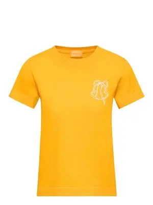 Moncler Embroidered Logo Cotton T-shirt - Yellow