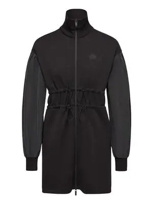 Moncler Zip-up Fleece Dress With Taffeta Sleeves - Black