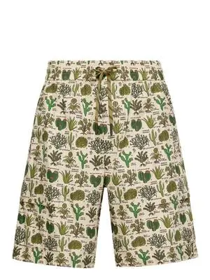 Moncler Botanical Print Cotton Blend Shorts - Multicolor