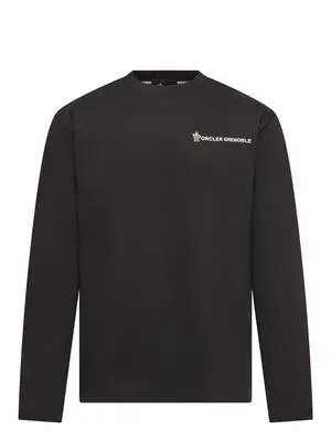 Moncler Logo Long Sleeve Cotton T-shirt - Black