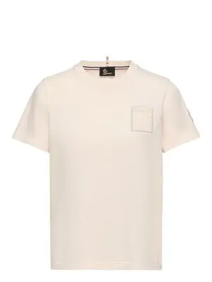 Moncler MONCLER GRENOBLE Botanical Patch Stretch Cotton Blend T-Shirt White