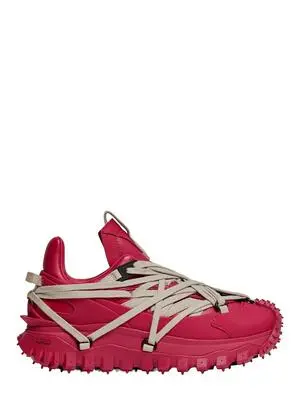 MONCLER + RICK OWENS Trailgrip Megalace Leather Lace-up Sneakers - Red