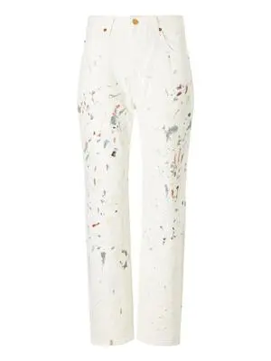 JAMIE HALLER The Slouch Paint-splattered Low-rise Boyfriend Jeans - Gray