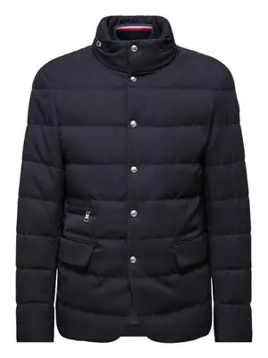 Moncler Bess Hooded Wool Short Down Jacket - Blue