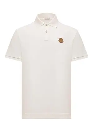 Moncler Logo Patch Cotton Piquet Polo Shirt - White