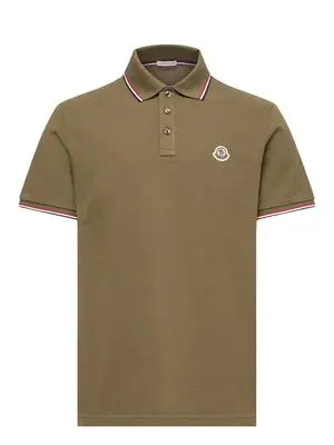 Moncler Tricolor-trimmed Cotton Piquet Polo Shirt - Green